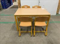 Tafel 120x80x72 + 4 stoelen geel | Appelboomonline.be